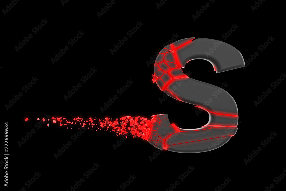 Broken shattered fast sporty alphabet letter S uppercase. Crushed ...
