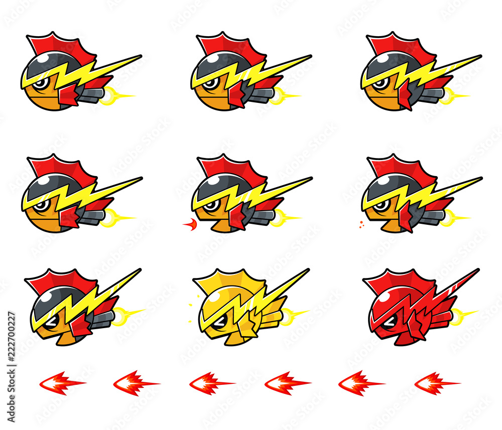 Warrior Fish Robot Enemy Game Sprites Stock Vector | Adobe Stock