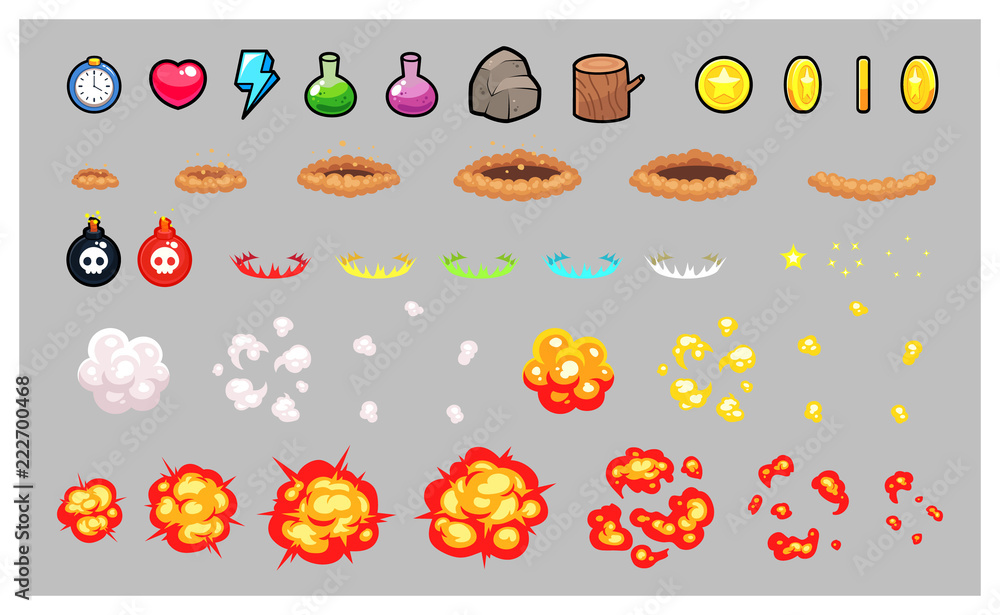 Miscellaneous Items Game Sprites Stock Vector | Adobe Stock