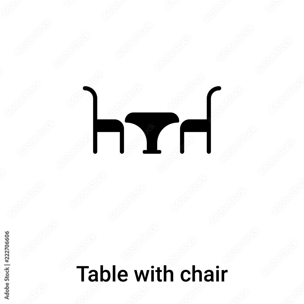 Table with chair icon vector isolated on white background, logo concept ...