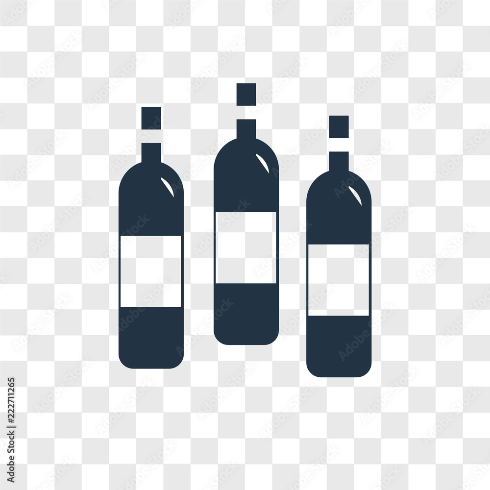 wine bottle icons isolated on transparent background. Modern and ...