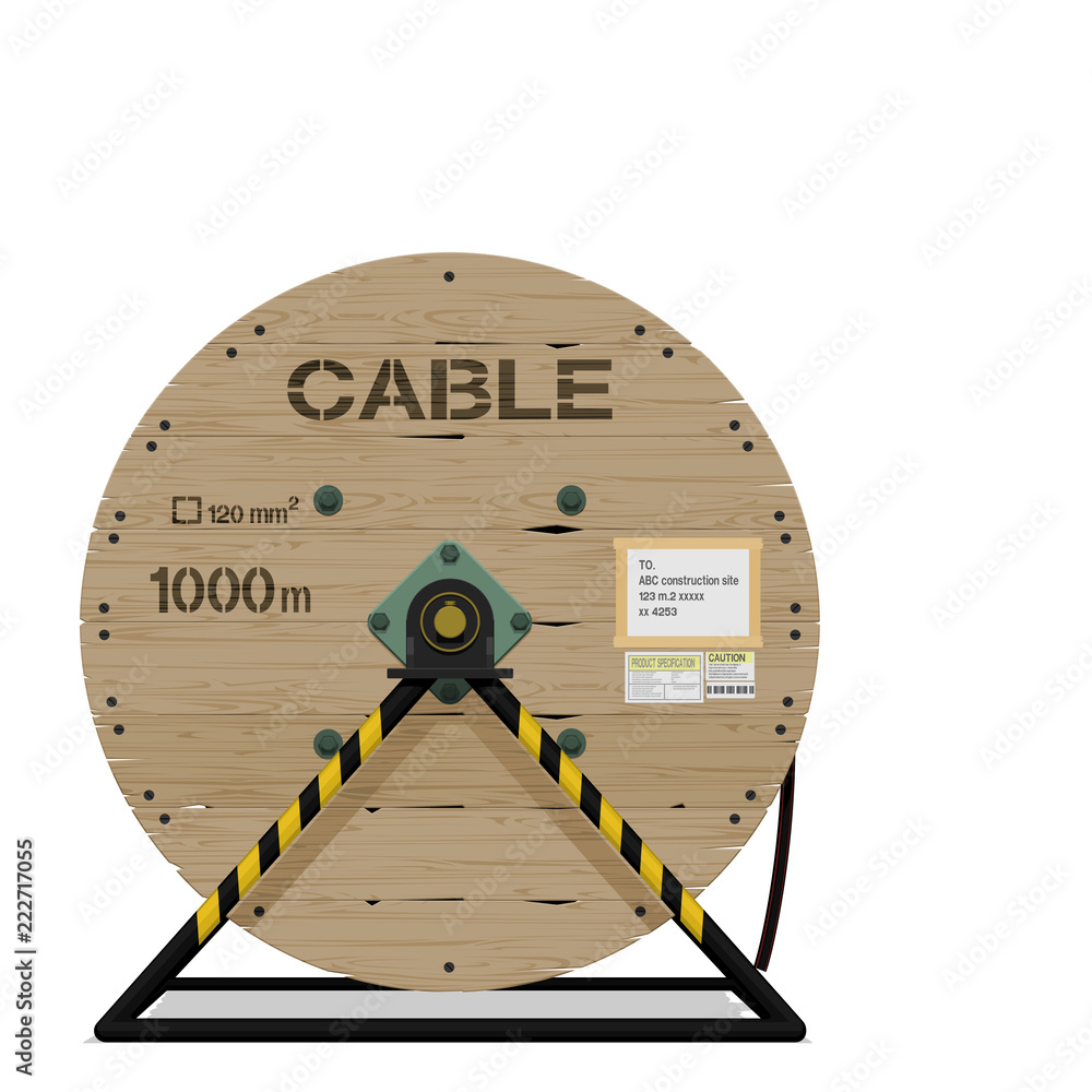 Isolated cable drum with stand on transparent background Stock Vector ...