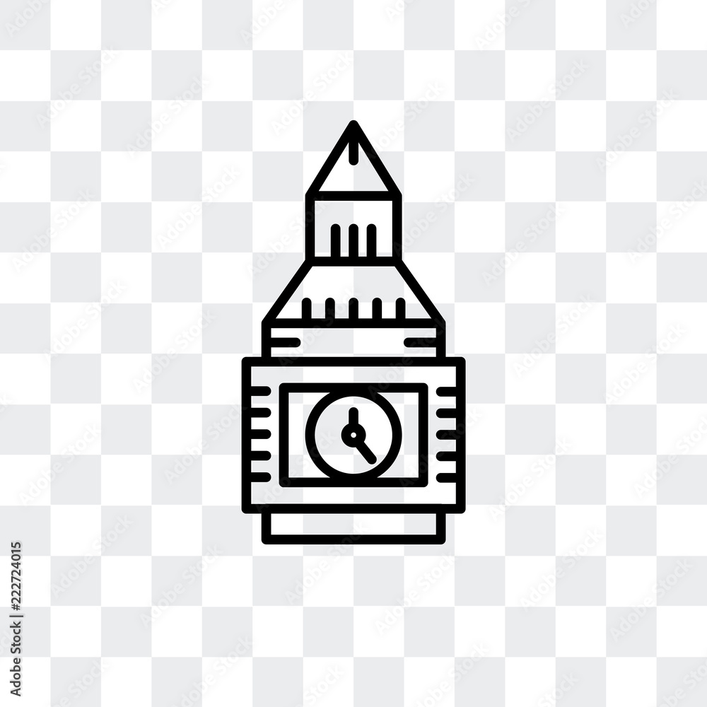 clock tower icon isolated on transparent background. Modern and ...