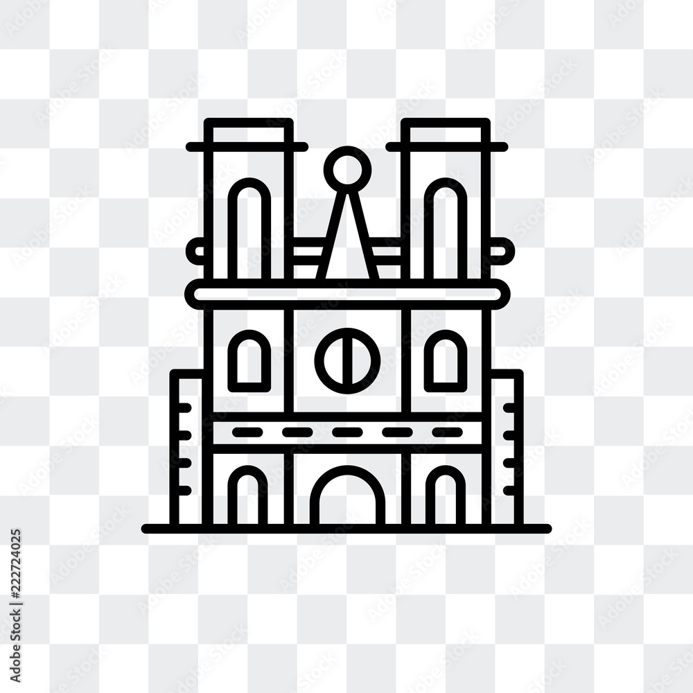 Vetor de notre dame cathedral icon isolated on transparent background ...