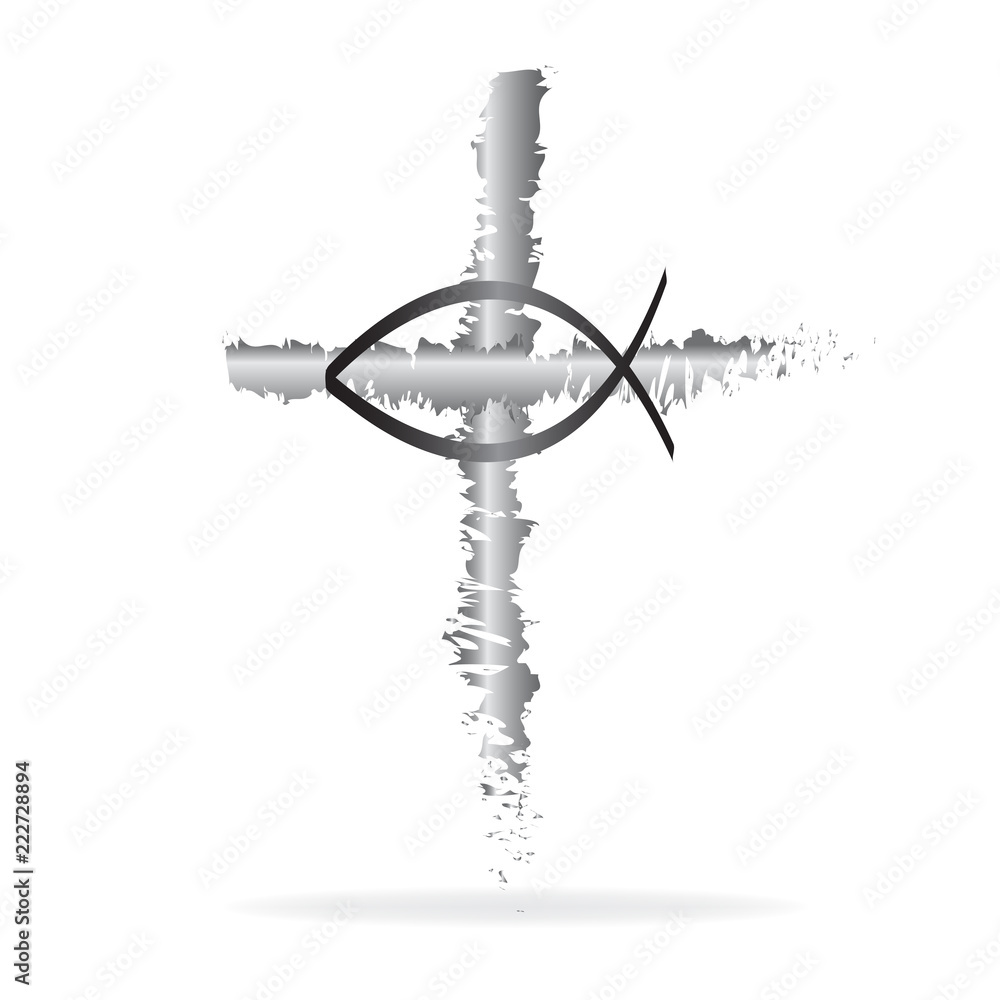 Christian Fish Symbol With Cross Tattoo