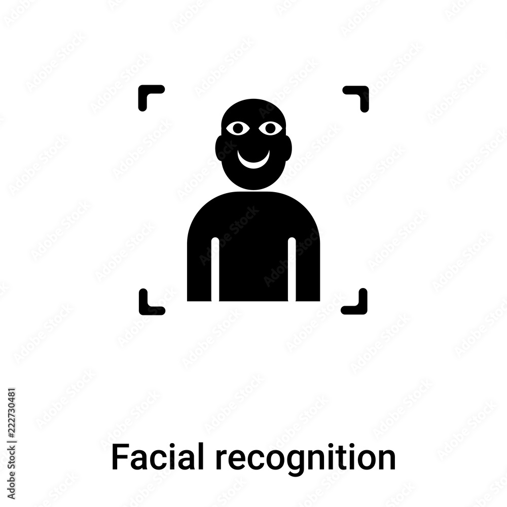 Facial recognition icon vector isolated on white background, logo ...