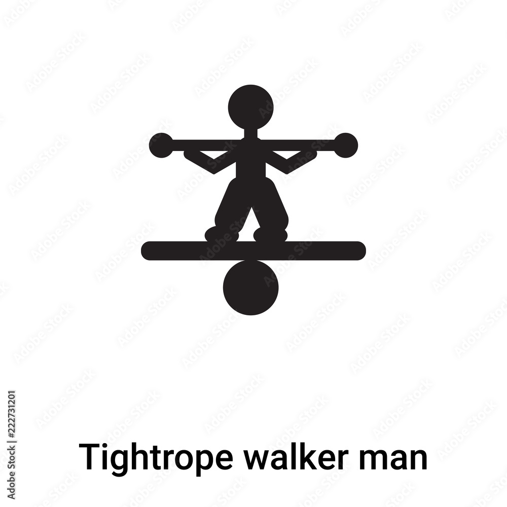 Tightrope walker man icon vector isolated on white background, logo ...