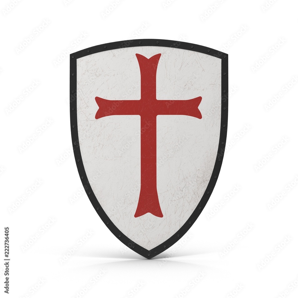 Knights Templar Shield on white. Front view. 3D illustration Stock ...