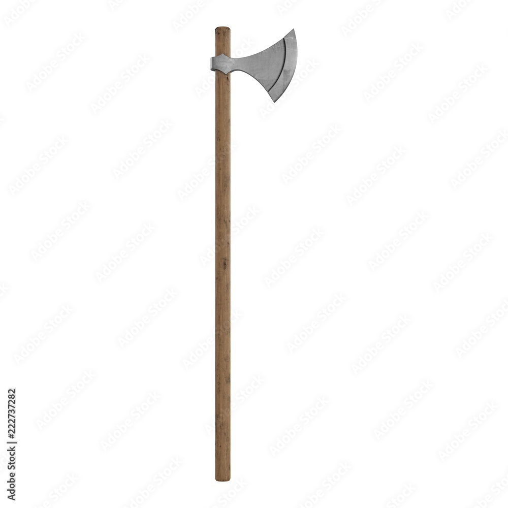 Viking Long Axe on white. Top view. 3D illustration Stock Illustration ...