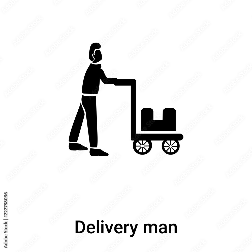 Delivery man icon vector isolated on white background, logo concept of ...