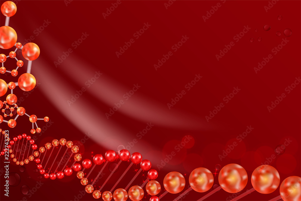 science concept, red DNA background with space for text, vector ...