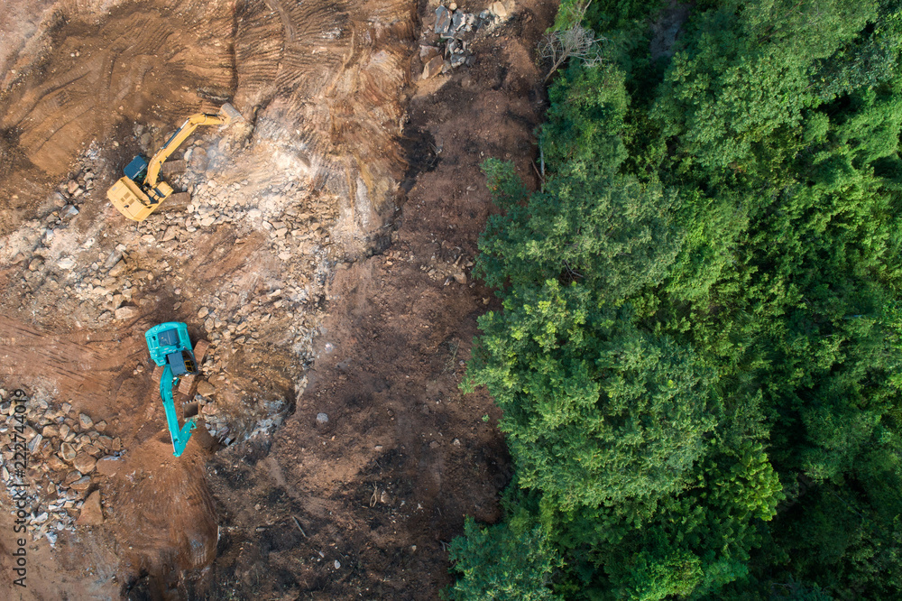 Deforestation aerial photo. Rainforest jungle in Borneo Stock Photo ...