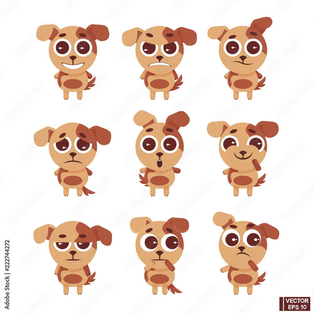 Set of emoji cute dog. Stock Vector | Adobe Stock