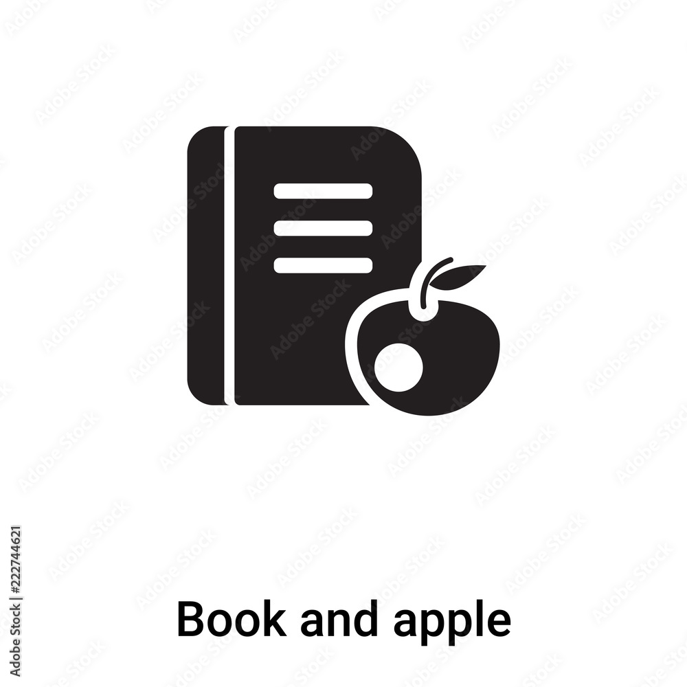 Book and apple icon vector isolated on white background, logo concept ...