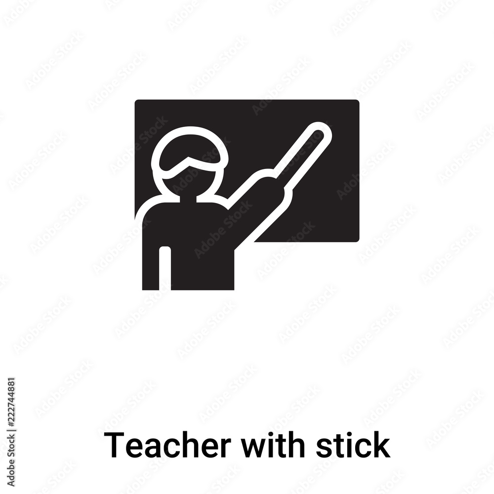Teacher with stick icon vector isolated on white background, logo ...