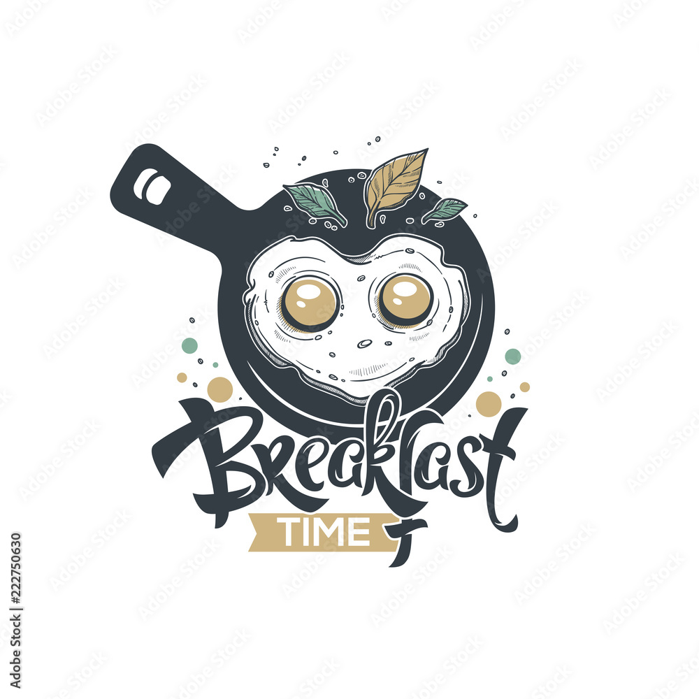 Breakfast Time, hand drawn sketch with lettering composition for yout ...