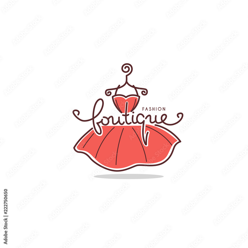Fashion Boutique and store logo, label, emblems with doodle line art ...