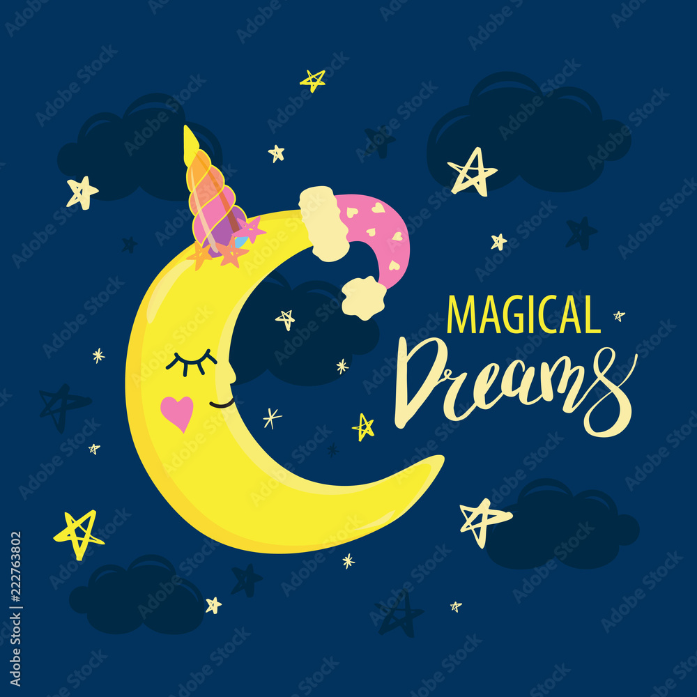 Vector template night cards with cute cartoon characters Stock Vector ...