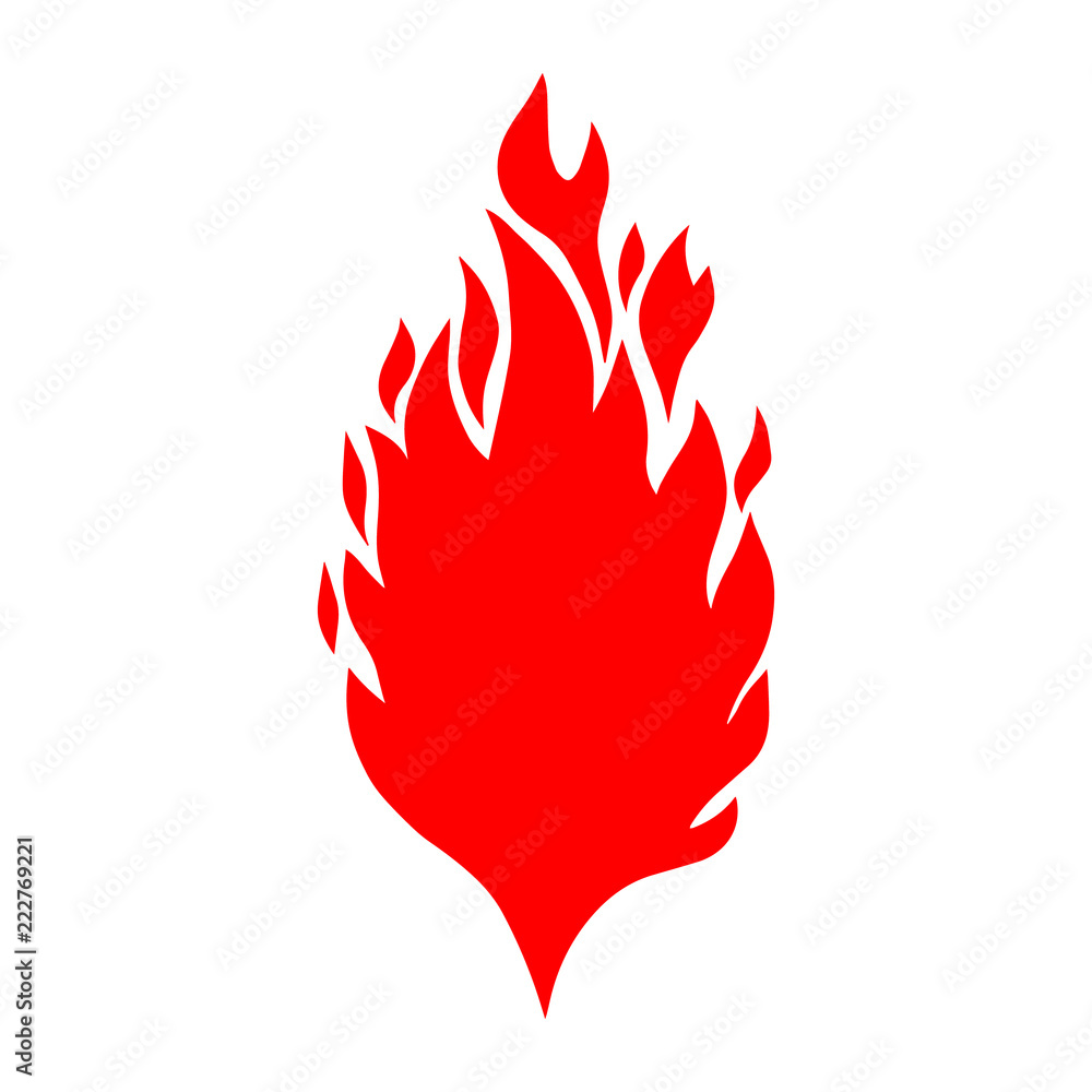 Hand drawn illustration of fire on white background. Design element for ...