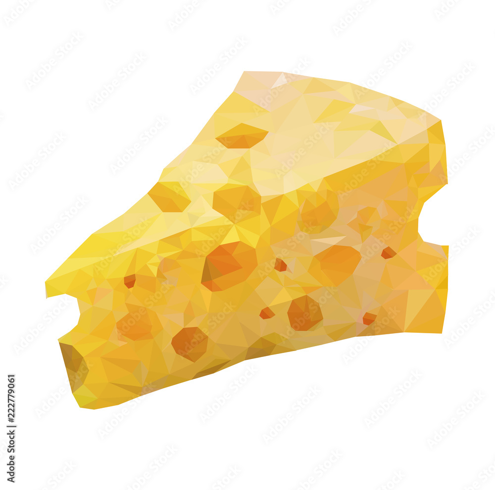 Isolated low poly cheese on white background,food vector,trans fat ...