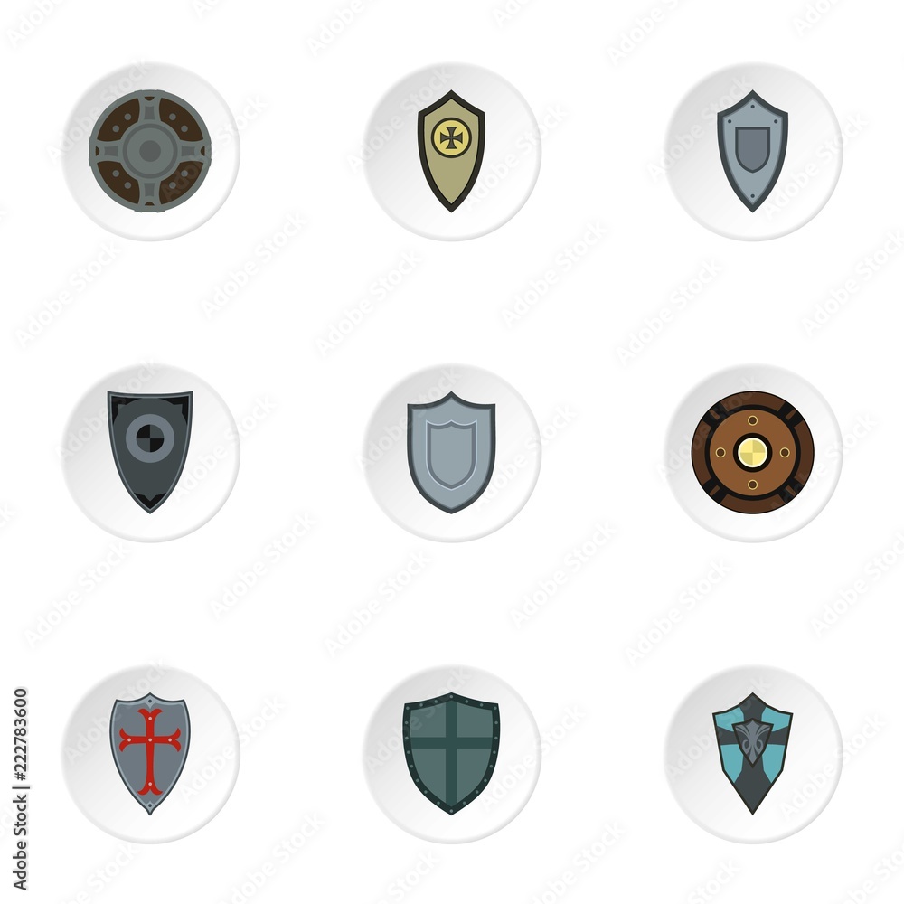 Army shield icons set. Flat illustration of 9 army shield vector icons ...