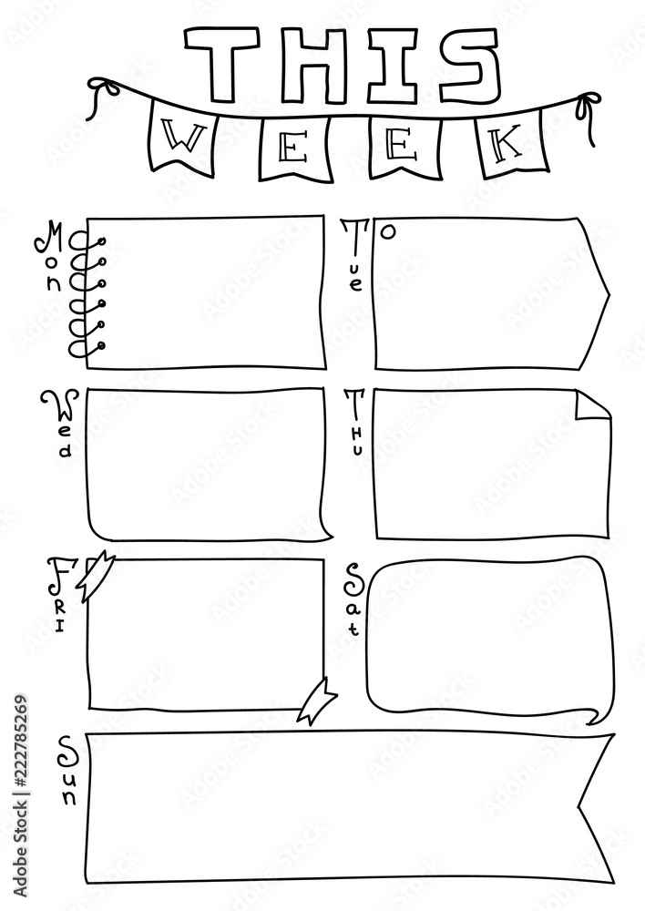 Bullet Journal Planner Page "This Week" printable letter or a4 Stock ...