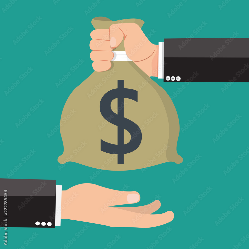 Hand Gives Money To Another Hand Vector Illustration Stock Vector hand-gives-money-to-another-hand-vector-illustration-stock-vector