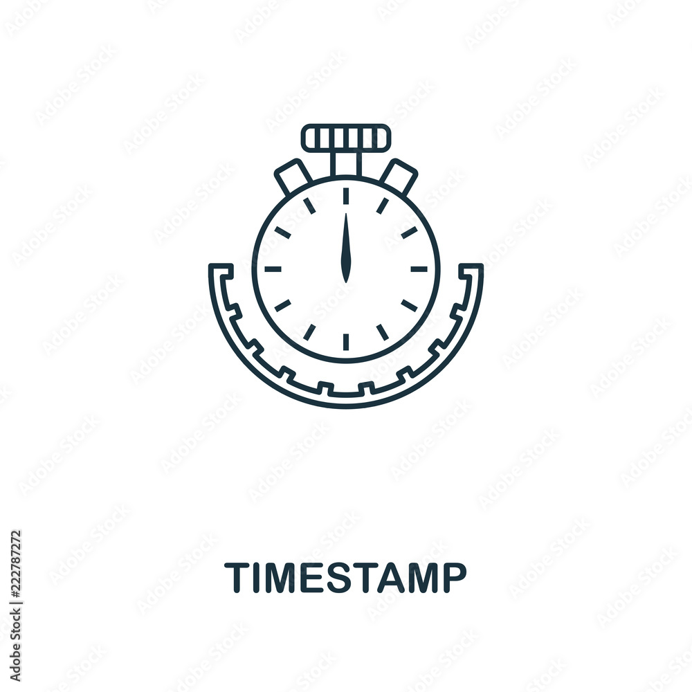 Timestamp outline icon. Monochrome style design from crypto currency ...