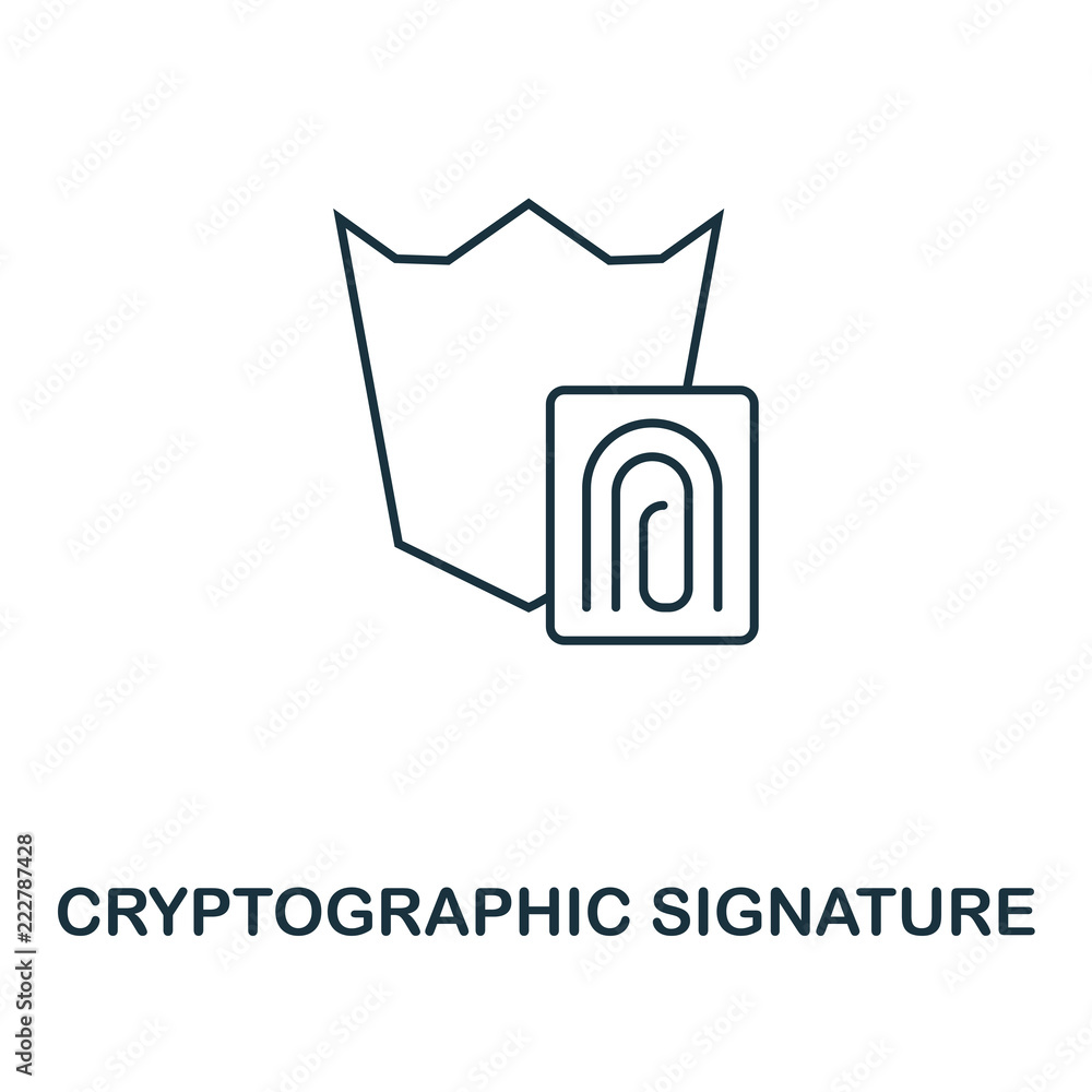 Cryptographic Signature outline icon. Monochrome style design from ...