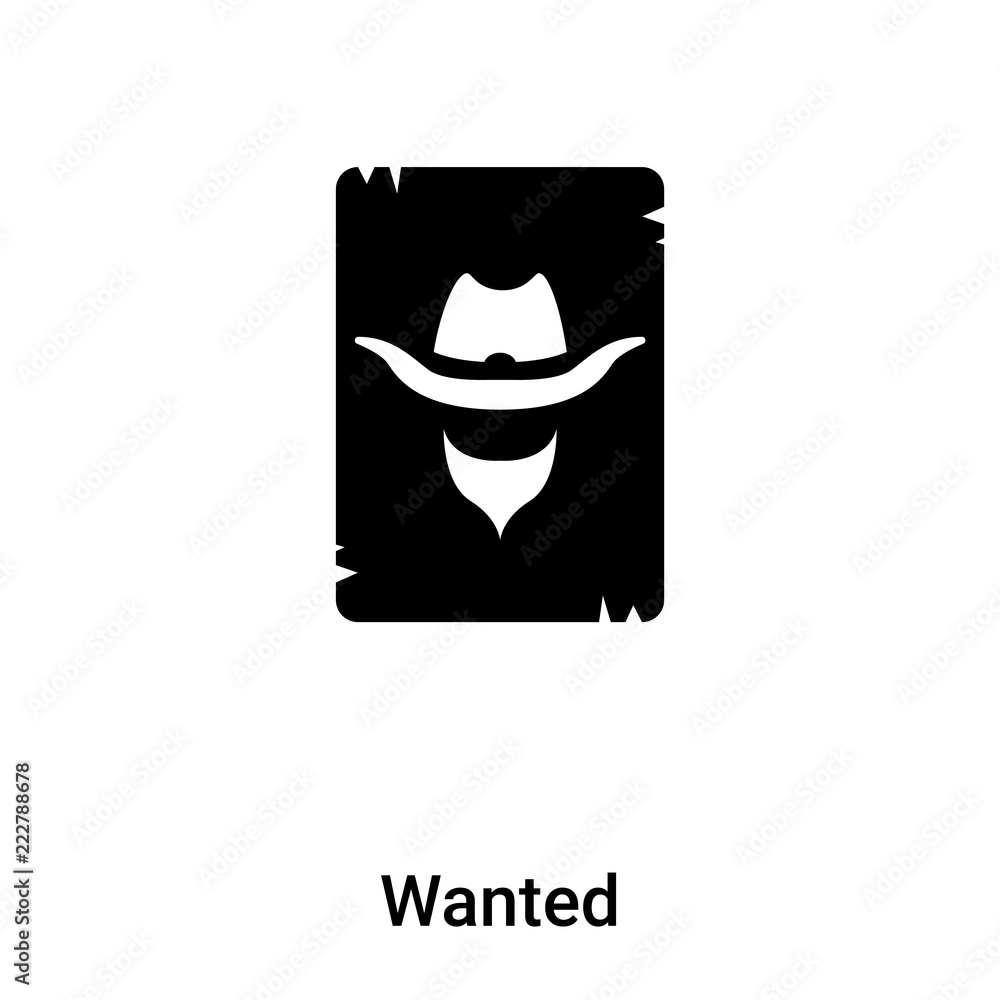 Wanted icon vector isolated on white background, logo concept of Wanted ...