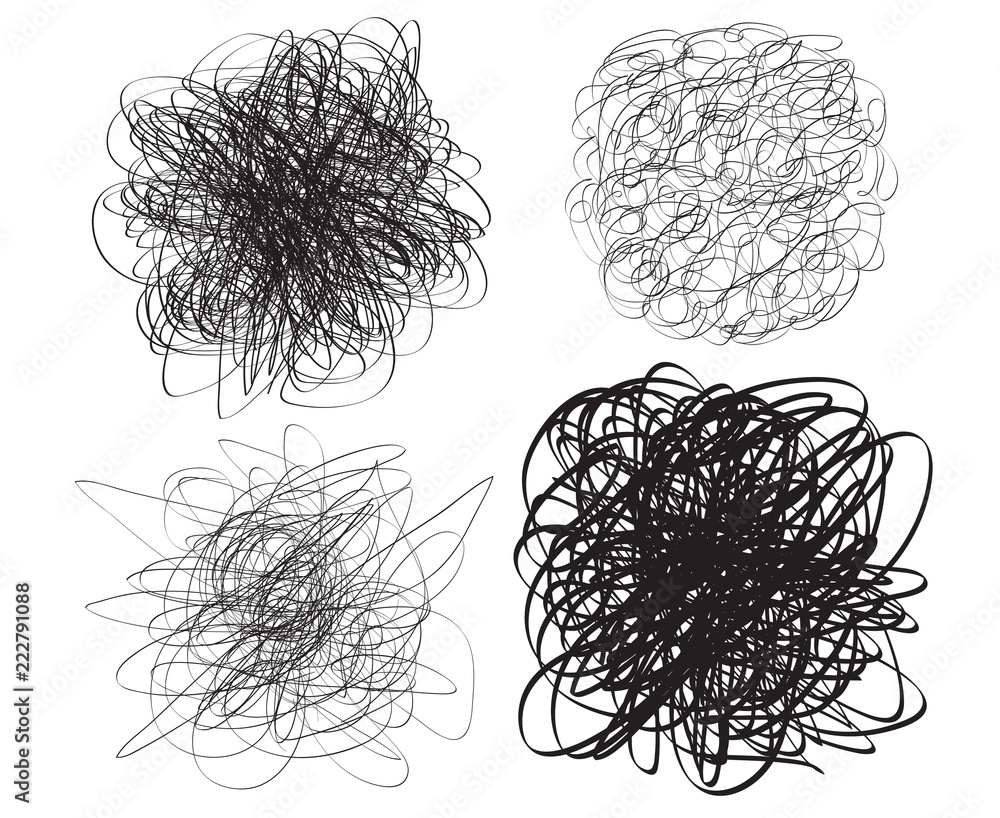 Set of chaos patterns. Scribble sketch. Background with array of lines ...