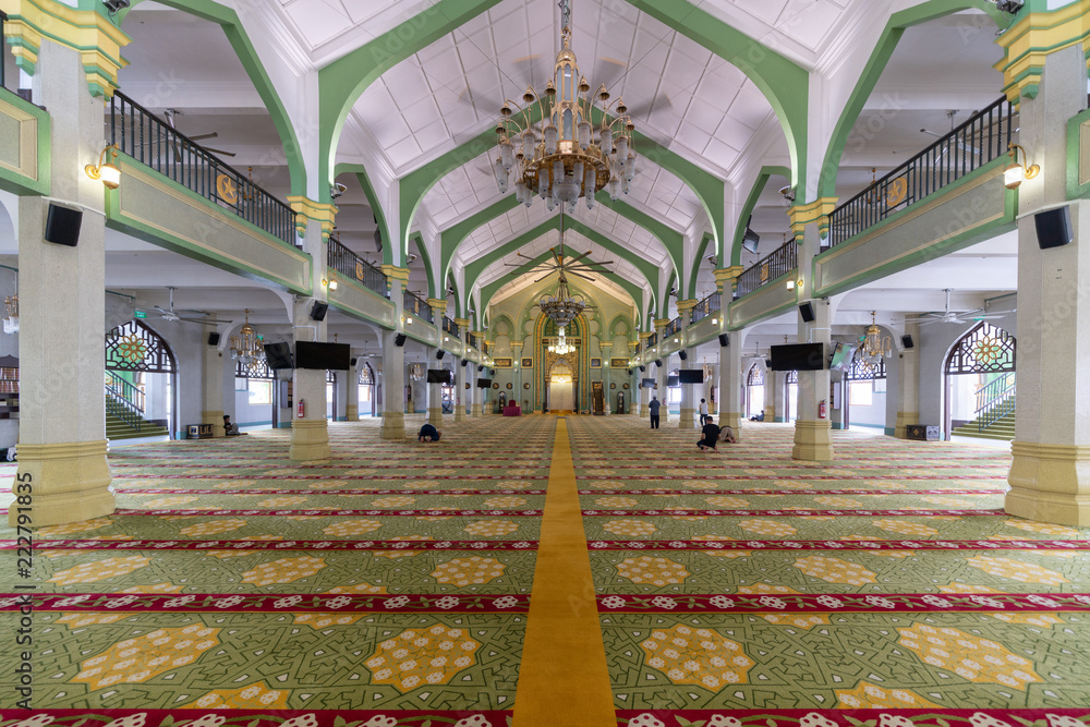 Interior of Sultan Masjid Mosque at Kampong Glam, Singapore Stock Photo ...
