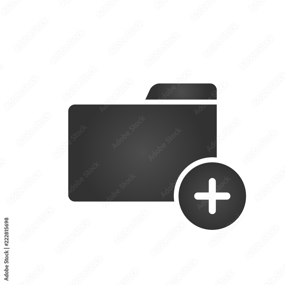 Folder Icon with plus or add icon in trendy flat style isolated on ...