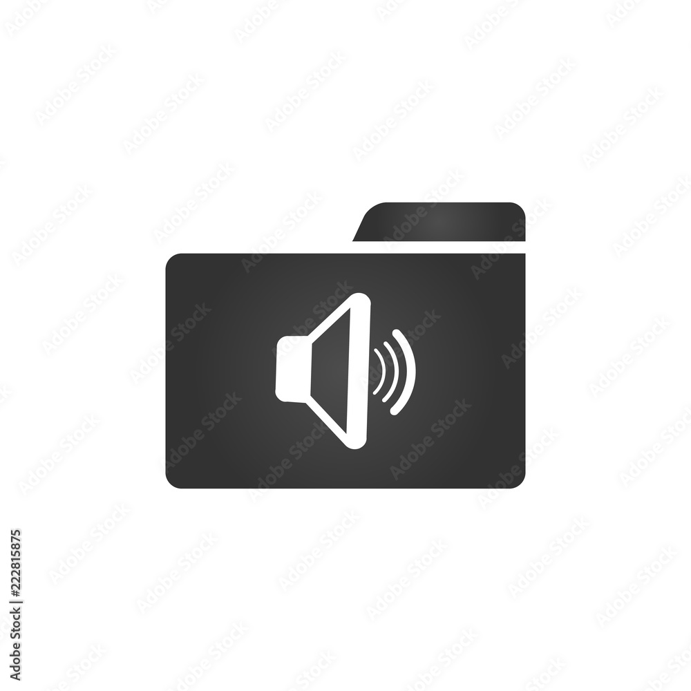 Folder Icon with speaker in trendy flat style isolated on white ...