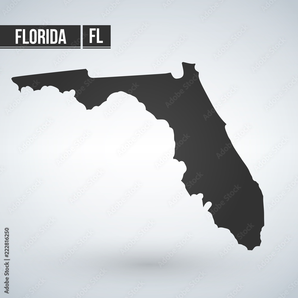 Vector map Florida. Isolated vector Illustration. Black on White ...