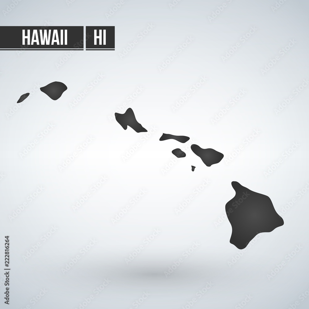 Hawaii vector map high detailed silhouette illustration isolated on ...