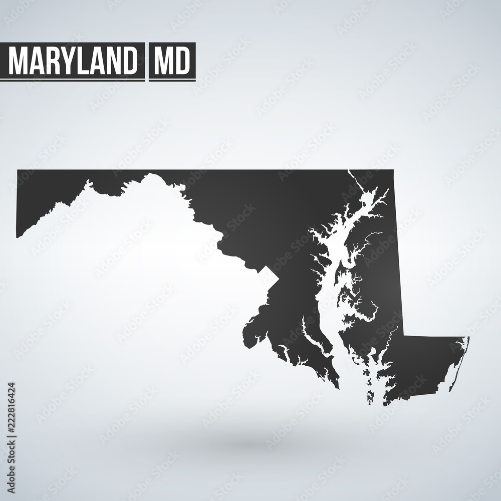 map of the U.S. state of Maryland isolated on white background Stock ...
