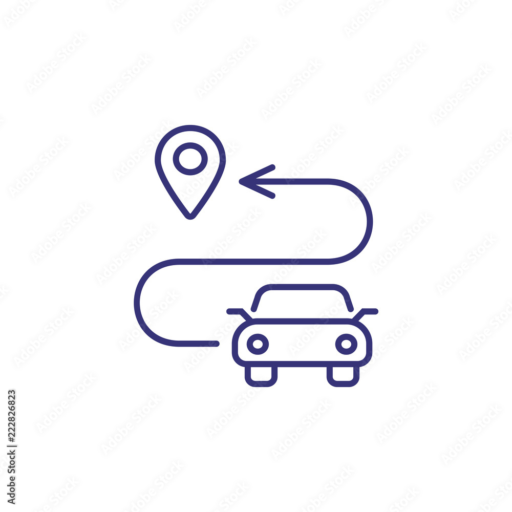 Vetor de Auto route line icon. Trip, destination, road map. Navigation ...