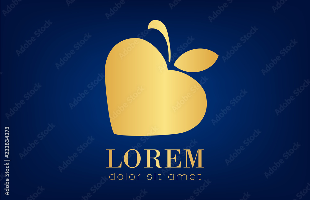 apple with leaf logo vector Stock Vector | Adobe Stock