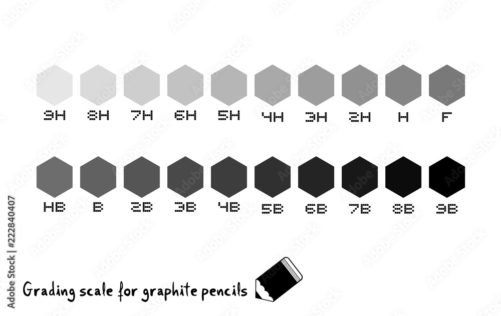 Grading scale for graphite pencils Stock Vector | Adobe Stock