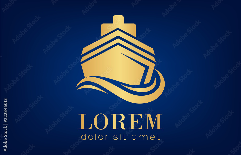Ship on the sea vector. Ship and wave logo. Sea boat. Stock Vector ...