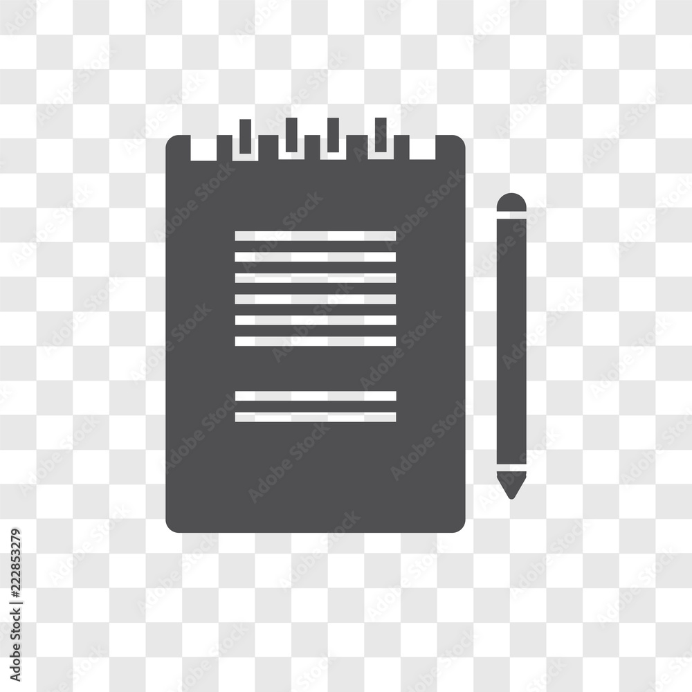 Notepad vector icon isolated on transparent background, Notepad logo ...