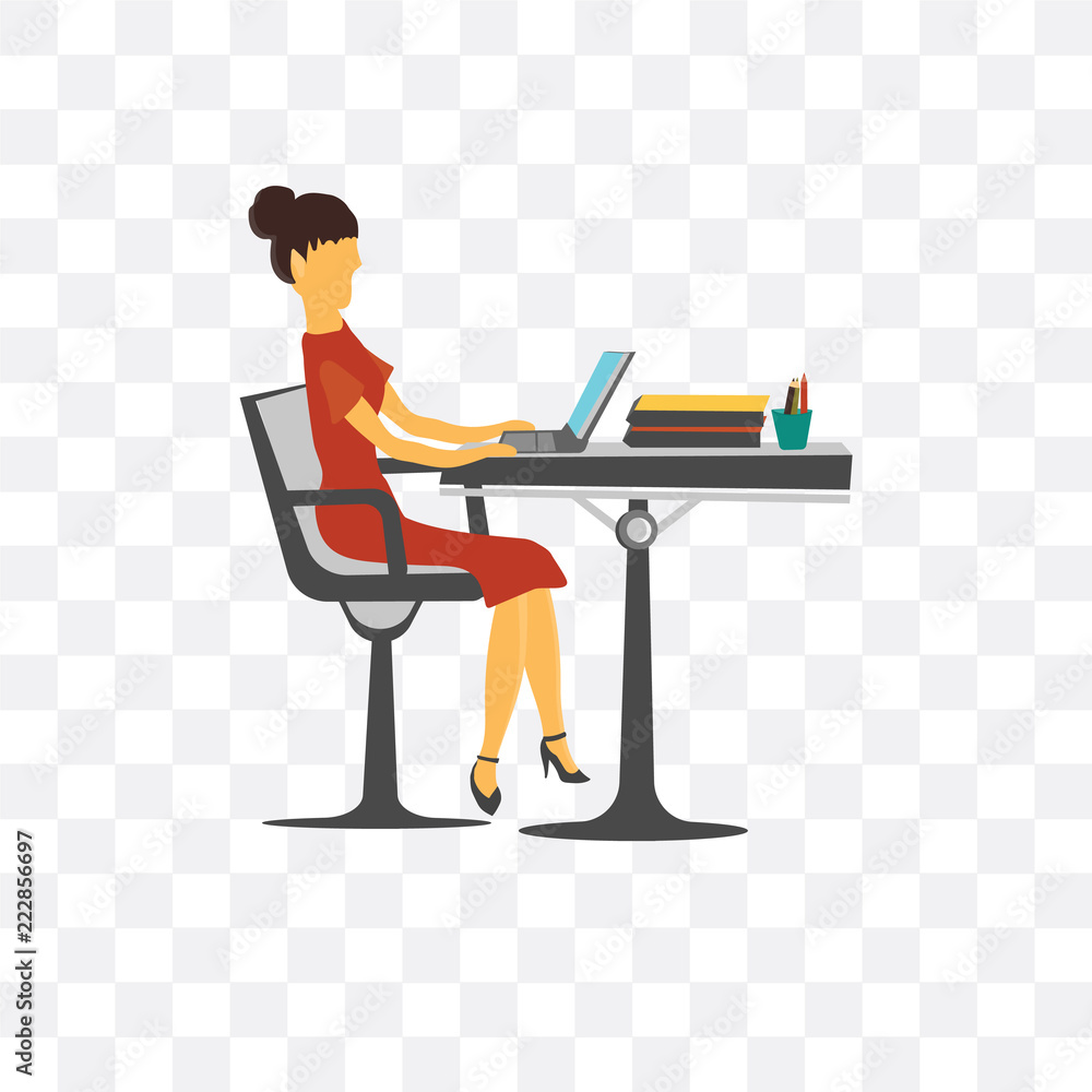 woman working in the office icon isolated on transparent background ...
