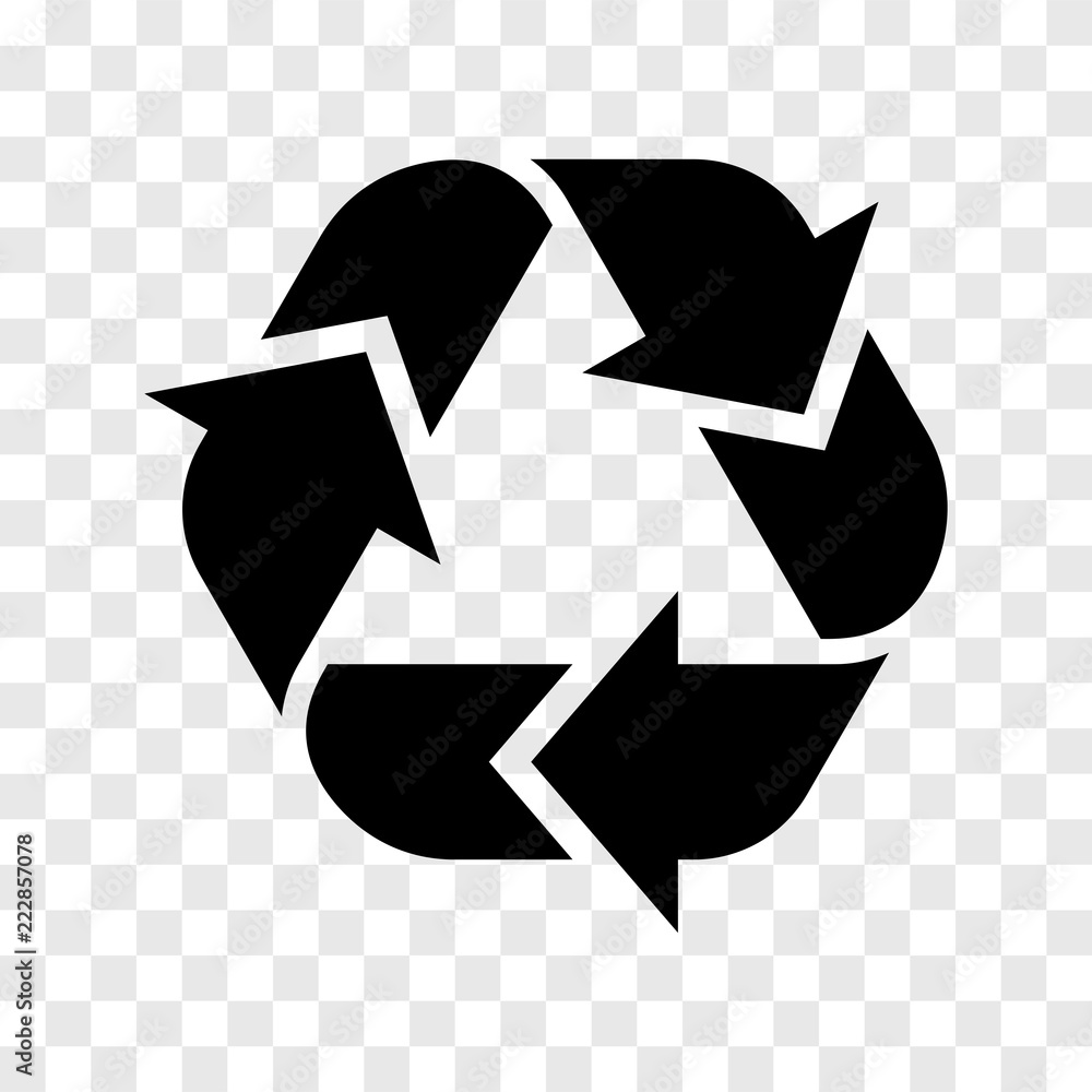 Recycle logo icon. Vector recycled black sign isolated on transparent ...