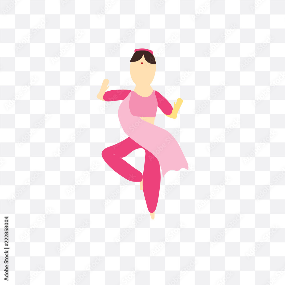 indian girl dancing icon isolated on transparent background. Simple and ...