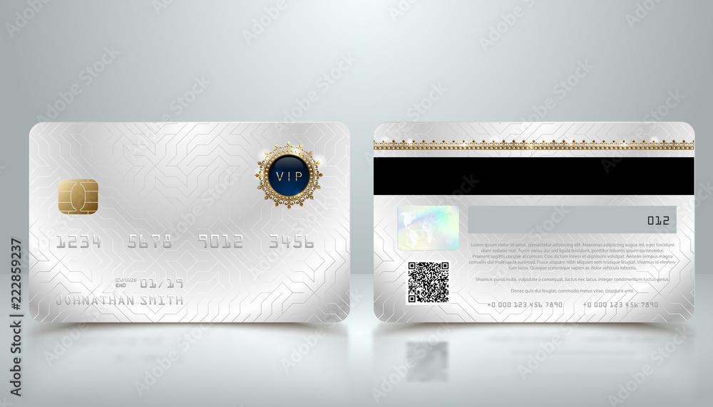 Vector realistic silver credit card with abstract geometric background ...
