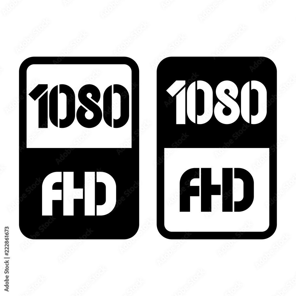1080 Full HD format black and cut icon. Pure flat vector illustration ...