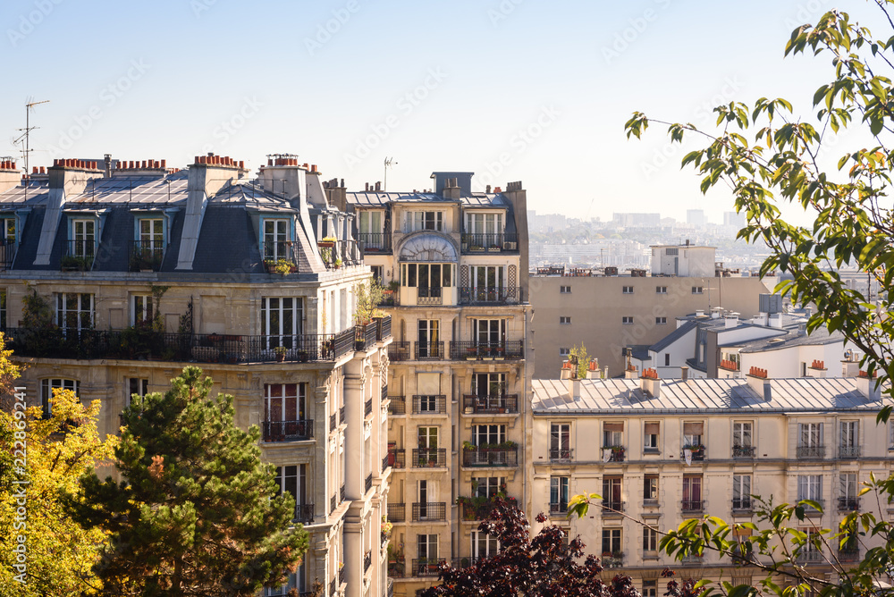 Paris, France. View on French Parisian apartments and flats with ...