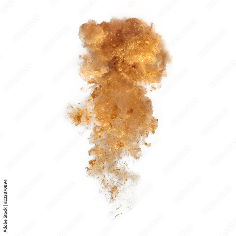 underwater explosion of gold paint gold paint color drop in water ...