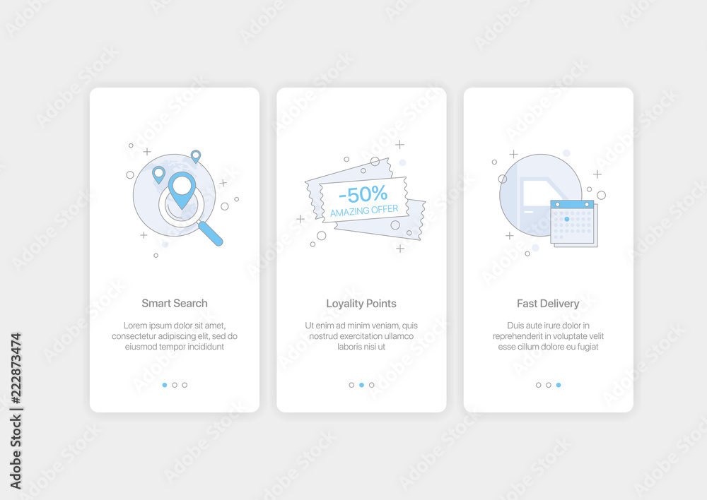 Mobile app intro screens. Application templates concept Vector ...